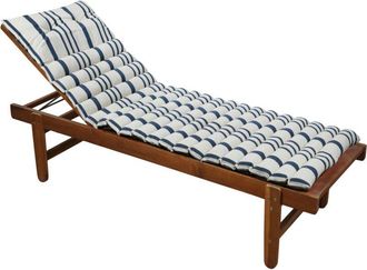 Lovely Casa Matelas bain de soleil ext&eacute;rieur &agrave; rayures Bleu 180x60 cm