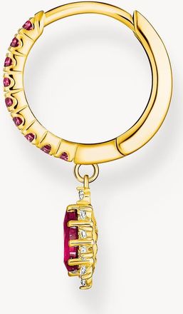 Thomas Sabo Vergoldete Creolen in Wei&szlig;, Rot und Gold mit romantischem Vintage-Anh&auml;nger