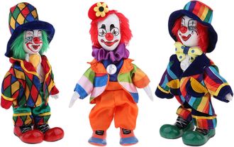 MERIGLARE Porzellan Clown Puppenkunst f&uuml;r Schreibtischdekoration, Ornament, Kindergeburtstagsgeschenk Kollektionen, 3 St&uuml;ck Gr&uuml;nRotOrange