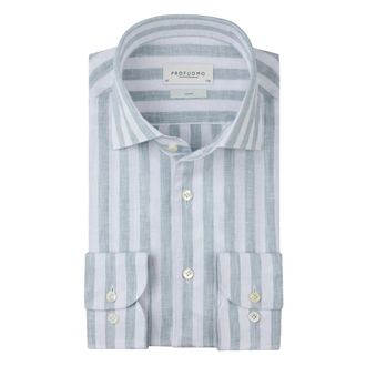 Profuomo Homme, Chemises, Bleu, Taille: 3XL Linen One Piece Shirt
