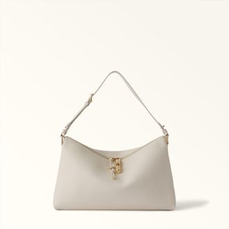 Furla Debby Schultertasche L Panna Wei&szlig; Night-kalbsleder + Sidney-kalbsleder Damen