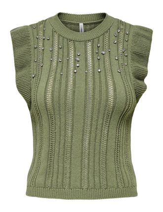 Only Onlnewtulle Life Sl Frill Bling Top KNT