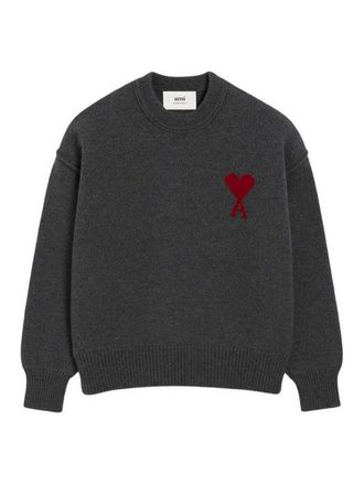 Ami Pull Col Rond - Gris Clair