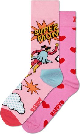 Happy Socks 2-Pack Super Mom & Hearts Socks (DE/NL/SE/PL, Numerisch, 36, 40, Regular, Regular, MEHRFARBIG)