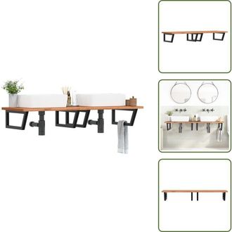 vidaXL The Living Store - Waschbeckenregal Wandmontage Stahl und Massivholz Buche - Waschbecken Regal - Wandh&auml;ngendes Waschbecken - Badezimmer M&ouml;bel