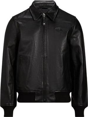 Schott NYC Blouson droit uni en cuir