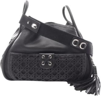 Dior Sac bandouli&egrave;re doccasion en cuir et dentelle Cannage - Femme - Pre-owned - Noir - Taille: ONE Size
