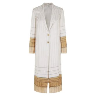 Alysi Femme, Manteaux, Blanc, Taille: 36 FR Spolverino Pinstripes