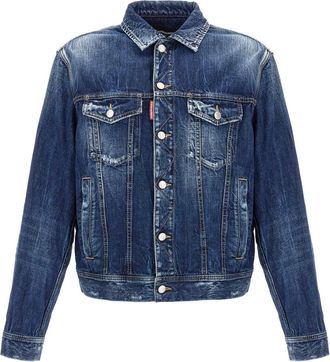Dsquared2 Homme, Vestes, Bleu, Taille: XL Be Cool Be Nice Wash L.a. Jean Jacket