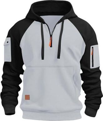 Generic Sweat à capuche dhiver épais pour homme - Pull de style américain doublé en polaire, veste à fermeture éclair résistante au froid avec cordon de serra