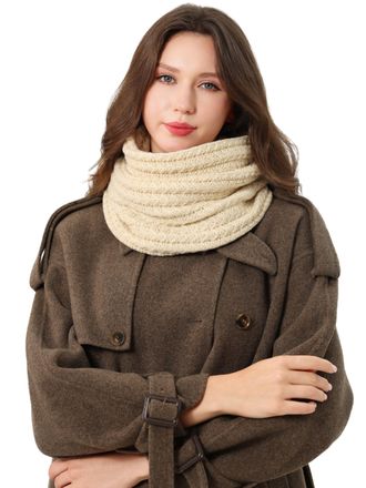 DonDon Schal Damen Winter Winterschal Strickschal Loop Schal Schlauchschal - Creme