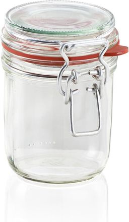 Leifheit Drahtbügelglas, 370 ml, spülmaschinenfestes Einmachglas, Vorratsglas zum Einlegen, Einmachen und Einkochen, dekoratives Einmachglas mit Deckel