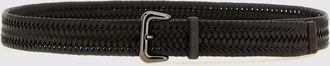Brunello Cucinelli Ceinture en cuir tress&eacute; avec d&eacute;tail Monile
