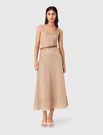 Maje Langes Strickkleid Mit Strass - Nude - Maje