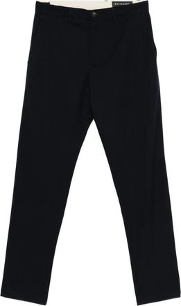 White Sand pantalon en lin mélangé à coupe droite - Bleu