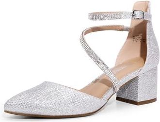 Dream Pairs Escarpins Femmes Chaussures &agrave; Talons El&eacute;gantes pour Femmes Bout Ferm&eacute; Escarpin Antid&eacute;rapante Ajustement r&eacute;glable SDPU2354W,Size 41,Argent,SDPU2354W