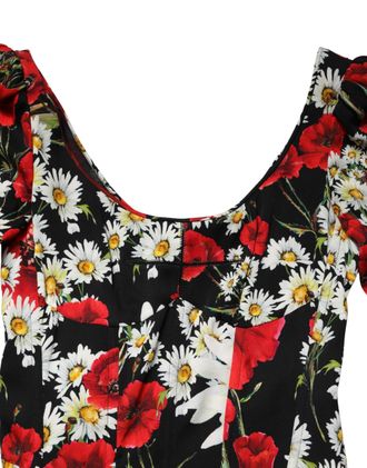 Dolce & Gabbana Womens Floral Silk Gown Black Elastane