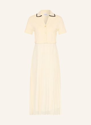 Claudie Pierlot Claudie Pierlot Kleid Im Materialmix Mit Plissees beige