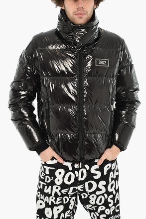 Dsquared2 Gl&auml;nzende Nylon-Daunenjacken mit Monogramm Dsquared2