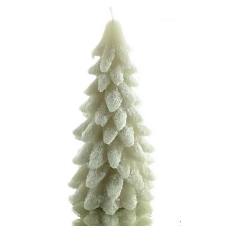 Kaemingk Weihnachtskerze Tannenbaum Hellgrau - Wachs, 16.5 cm, Pine/Evergreen Duft, Weihnachten