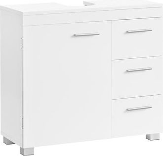 Vasagle Meuble sous Lavabo, Meuble de Salle de Bain, 3 Tiroirs Lat&eacute;raux, 2 Compartiments Derri&egrave;re la Porte, avec Pieds, 30 x 70 x 64 cm, Blanc Nuage BBK503W10