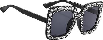 Generico Lunettes de Soleil Strass Femme,Lunettes de Soleil avec Strass, Nuances de lunettes à paillettes, Lunettes de soleil surdimensionnées pour femmes, lun