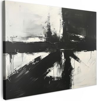 MuchoWow © Bild auf Leinwand 40x30 cm Schlafzimmer Bilder Badezimmer Wand Deko Wohnzimmer Moderne Wanddeko Bilderwand Geschenk Kunst - Schwarz - Modern - Weiß