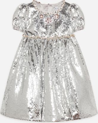 Dolce & Gabbana Pailletten-kleid Mit Schmuck-verzierung - Frau Silber 10 Years