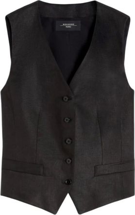Max Mara Femme, Vestes, Noir, Taille: 40 FR Gilet en toile de lin