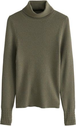 Next Strickpullover Gerippter Rollkragenpullover mit Wollanteil (1-tlg)