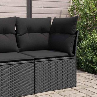 vidaXL Canap&eacute; dangle de jardin avec coussins noir r&eacute;sine tress&eacute;e