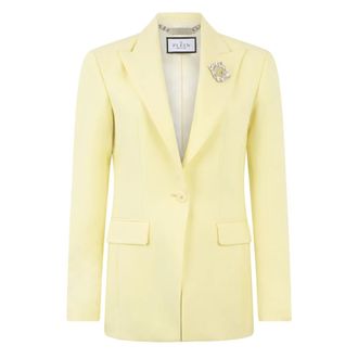 Philipp Plein Femme, Vestes, Jaune, Taille: 40 FR Wool Fitted Single-Breasted Blazer