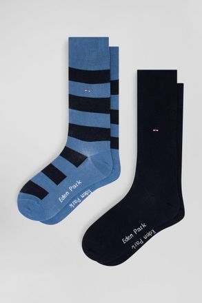 Eden Park Lot De 2 Paires De Chaussettes Cercl&eacute;es Ciel Et Marine En Coton Stretch