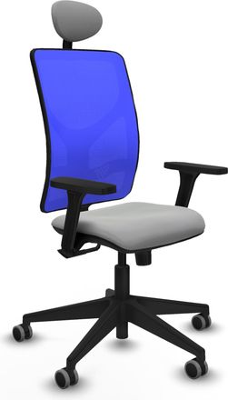 Piqueras y Crespo Schreibtischstuhl mit Armlehnen, h&ouml;henverstellbare Lendenwirbelst&uuml;tze und festes Kopfteil, ausgestattet mit 3 Positionen und Schneideschaum, Blau/Hell