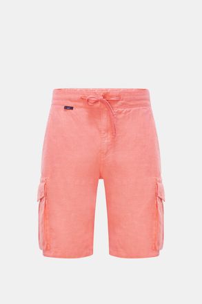 04651/ Herren - Leinen Cargo-Bermudas Linen Cargo koralle