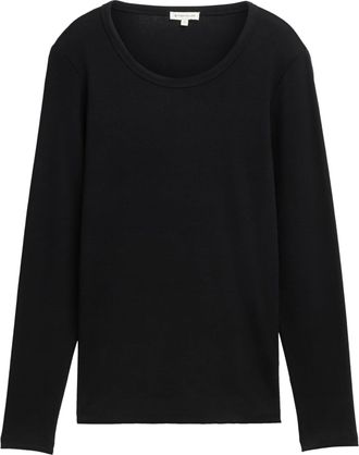 Tom Tailor Damen Basic Longsleeve, 14482 - Deep Black, L