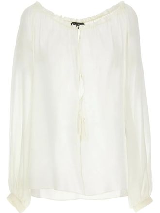 Tom Ford blouse en soie à manches longues - Blanc