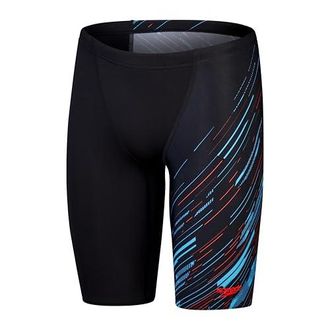 Speedo Jammer à Coupe en V Hyperboom, Séchage Rapide, Entraînement, Fitness, Résistant au Chlore Jammer pour Homme, Noir, Bleu Picton, Rouge Sirène, 26