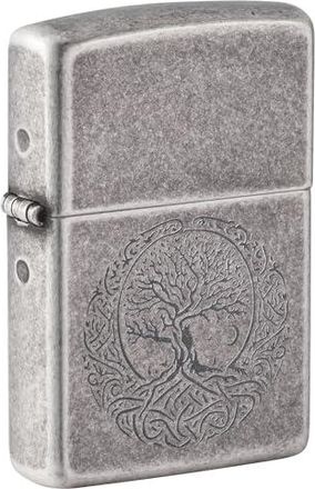 Zippo Sturmfeuerzeug - Tribal Tree of Life Design - Antik Silber - Lustre - Nachfüllbar - Wiederverwendbar - Windfestes Design - Geschenkbox - Made in USA