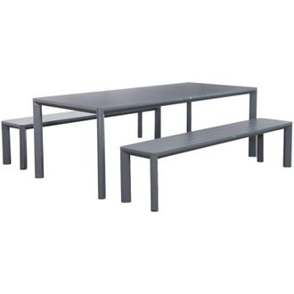 Sweeek Gartentisch aus Aluminium und 2 B&auml;nke, 8 Pl&auml;tze