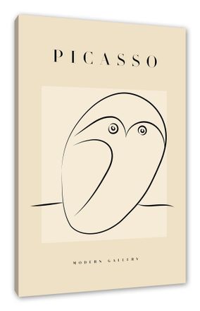 Pixxprint Picasso Art Collection - Die Eule als, Gr&ouml;&szlig;e: 80x60cm, Leinwandbild, fertig gespannt, Wandbild, Dekoration, Kunstdruck, kein Poster