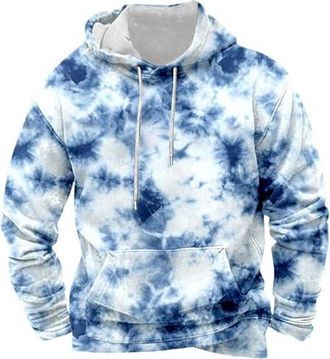 Generic Sweat a Capuche Homme Sweatshirt Hooded Sweats &agrave; Capuche Sportif Homme Tie-Dye Imprim&eacute; pour Un Look D&eacute;contract&eacute; et Confortable