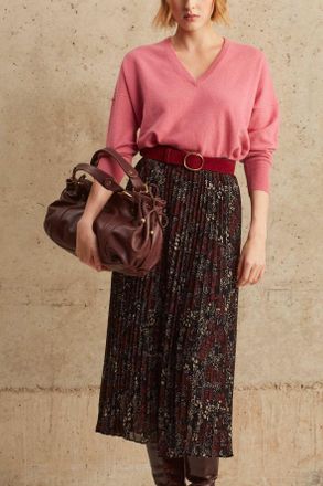 Gerard Darel Jupe midi pliss&eacute;e &agrave; motif papillon - BALMA - Noir