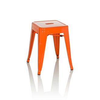 hjh OFFICE 645070 Tabouret bistrot VANTAGGIO M&eacute;tal Orange, Tabouret au Look Industriel et Moderne, empilable