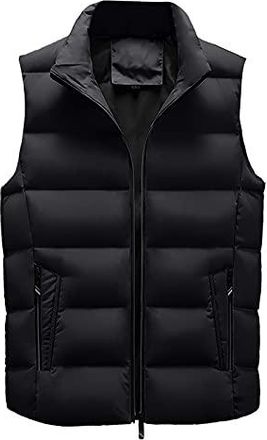 Generic Gilet dhiver pour homme - Gilet de surv&ecirc;tement pour homme - Sans capuche - Col montant - Manteau tampon - Grandes tailles - Gilet de sport avec poches