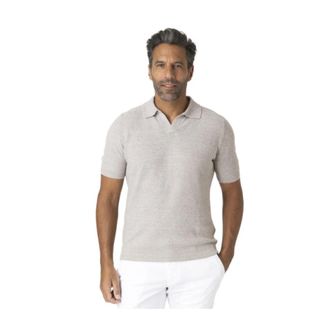 Gran Sasso Geh&auml;keltes Strick Skipper Kragen Polo - - Knitwear - Herren - Beige - 2XL