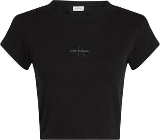 Calvin Klein Jeans Femme, Tops, Noir, Taille: 44 FR T-shirt à rayures à manches courtes