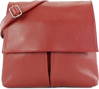 modamoda.de T63LEDER Damen Leder Umh&auml;ngetasche Schultertasche handmade in Italy, Farbe:Purpurrot