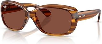 Ray-Ban Jackie Ohh Sonnenbrillen Rot Gestreift Havana Fassung Rot Glas 58-17