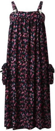 Generic Robe d&eacute;t&eacute; fluide &agrave; smocks pour femmes, robe longue sans manches nou&eacute;e sur les &eacute;paules, robe d&eacute;t&eacute; &agrave; motif floral 2026, Rouge, L